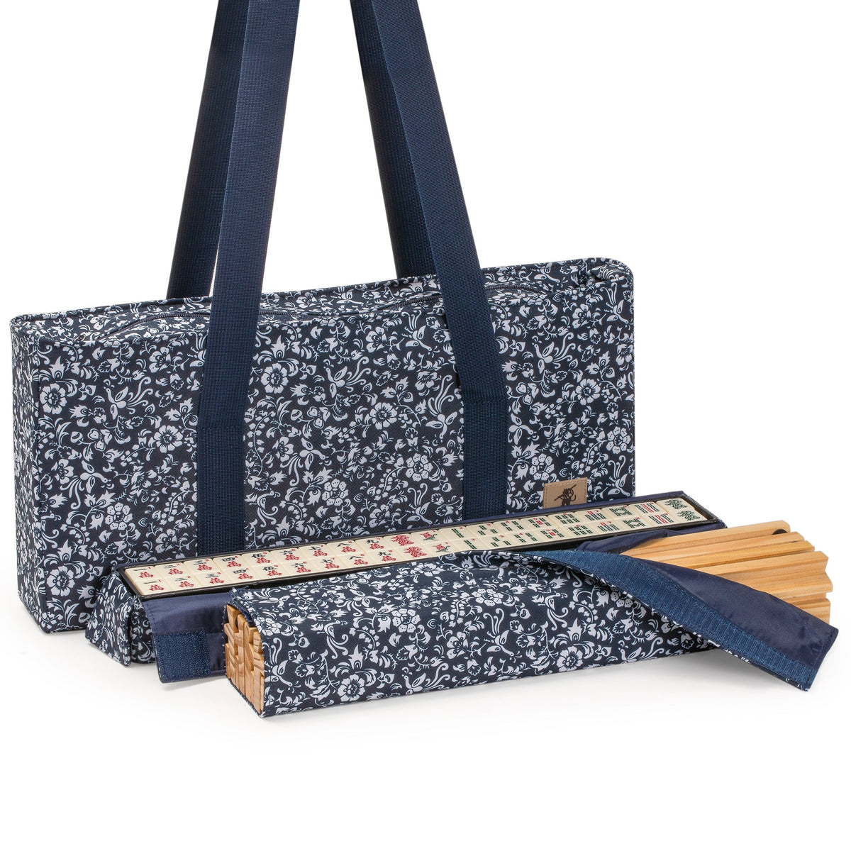 American Mahjong Game Set, "Blue Calico" with Floral Blue Soft Case ...