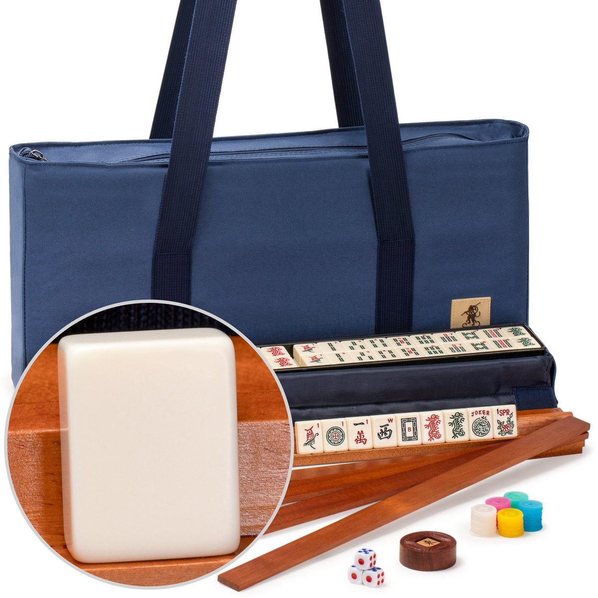 American Mahjong Game Set, "Sapphire" with Blue Soft Case - Racks with ...