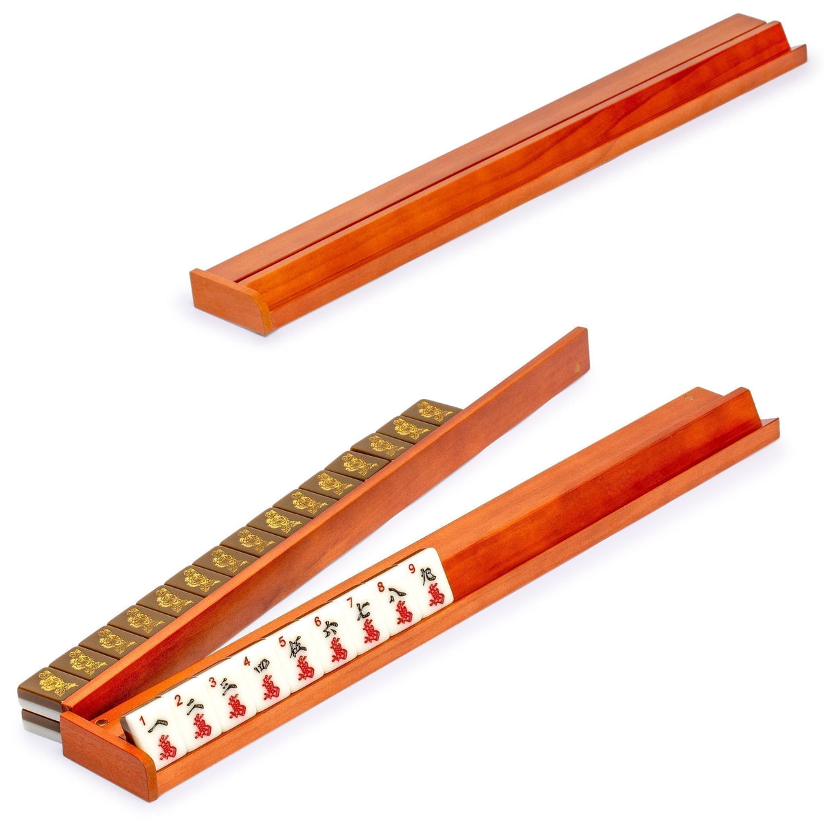 American Mahjong Set, "Peony" with Soft Brown Leatherette Case, Four W ...