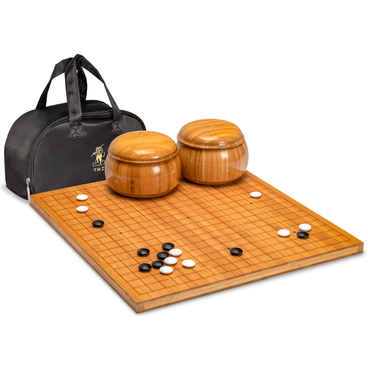 Bamboo 0.8-Inch Etched Reversible 19x19/13x13 Go Game Set Board with D ...