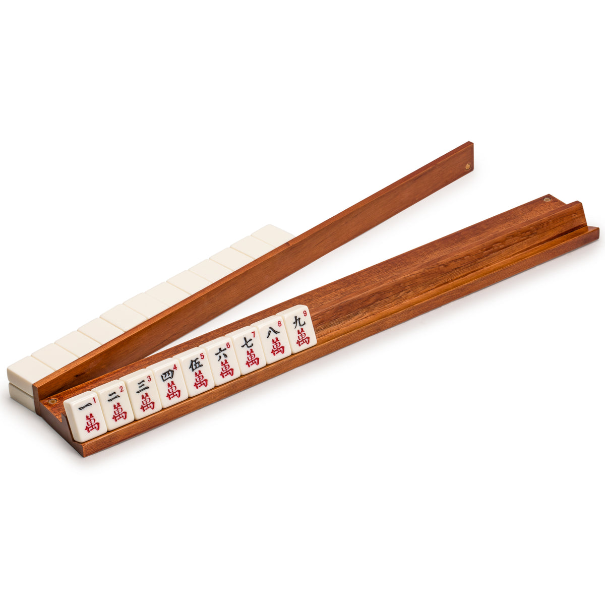 Classic Chestnut Color Wooden Mahjong Game Racks with Pushers, 18" - S ...