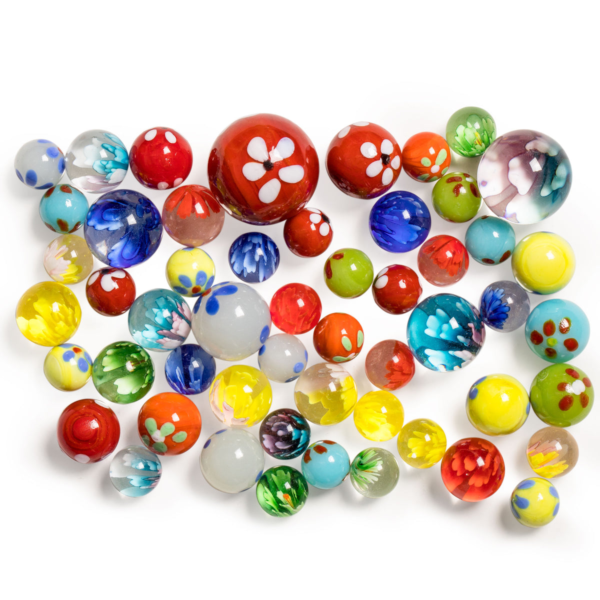 Collector's Series Assorted Marbles Set in Tin Box, "Floral" – Yellow ...