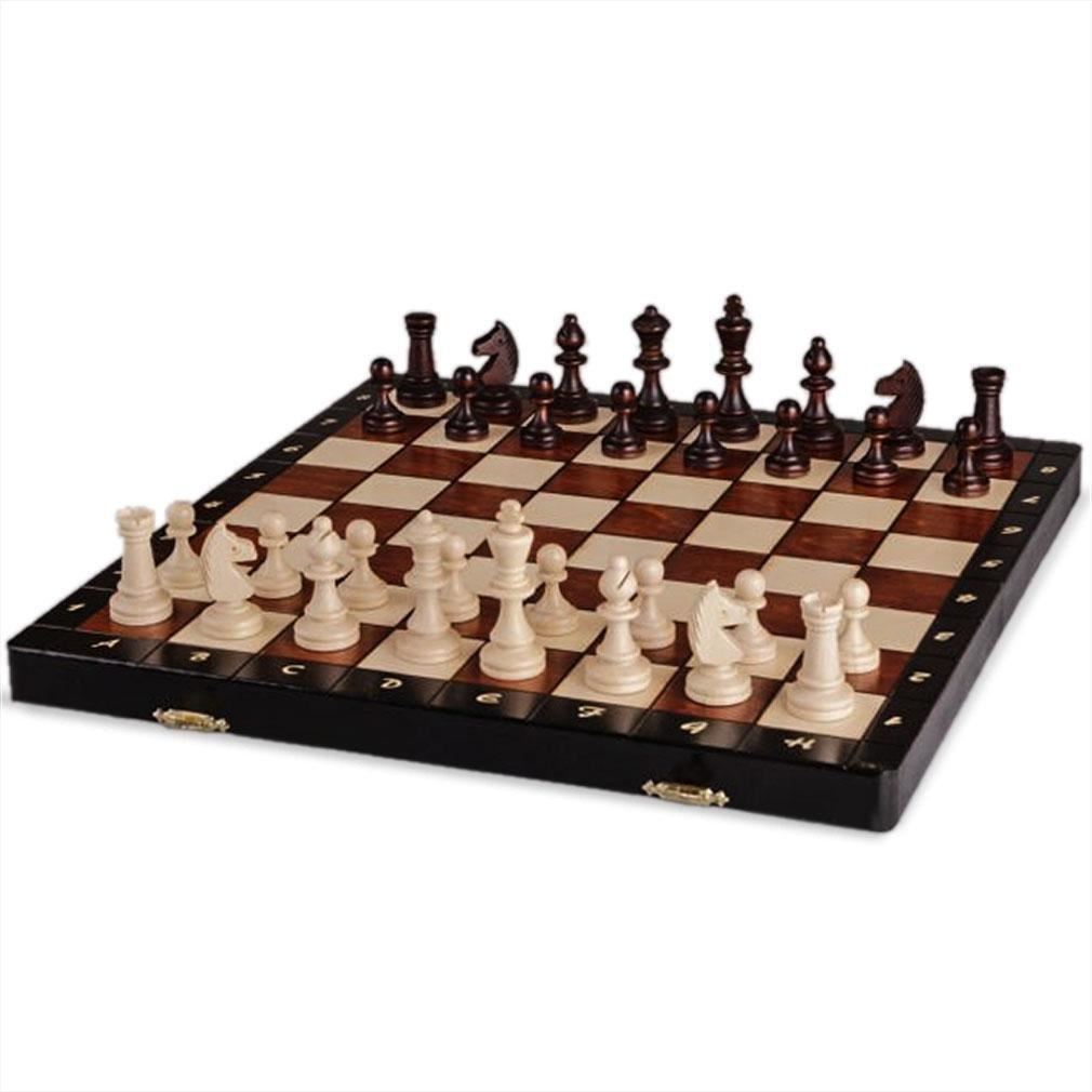 Full Sized Magnetic Wooden Portable Travel Chess Game Set - 13.75 Inch ...