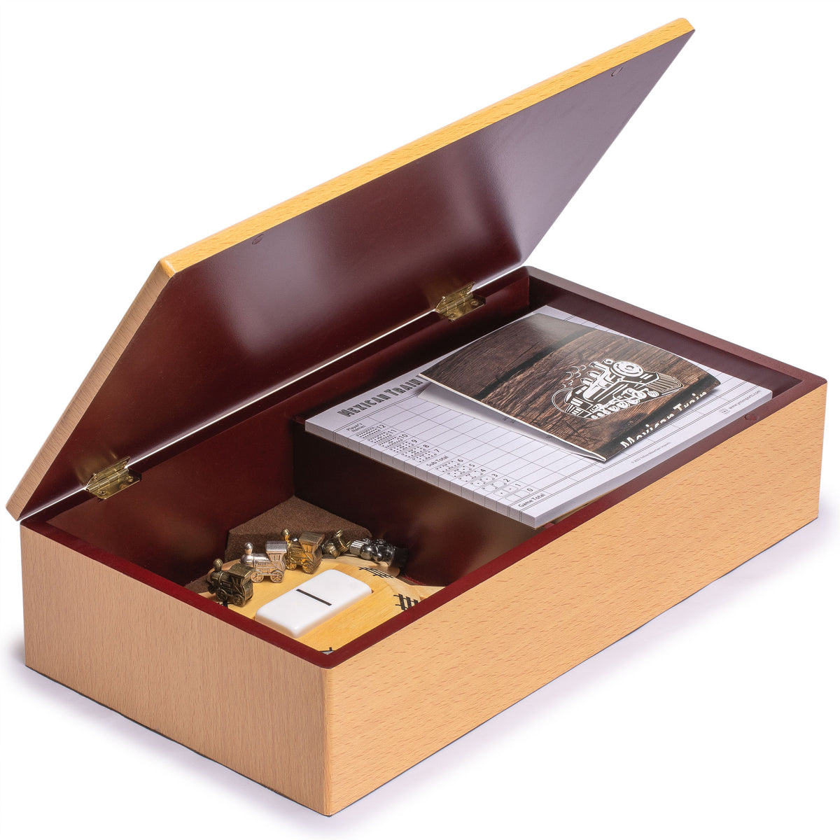 Mexican Train Complete Set with Double 12 Dominoes (Pips/Dots), Wooden ...