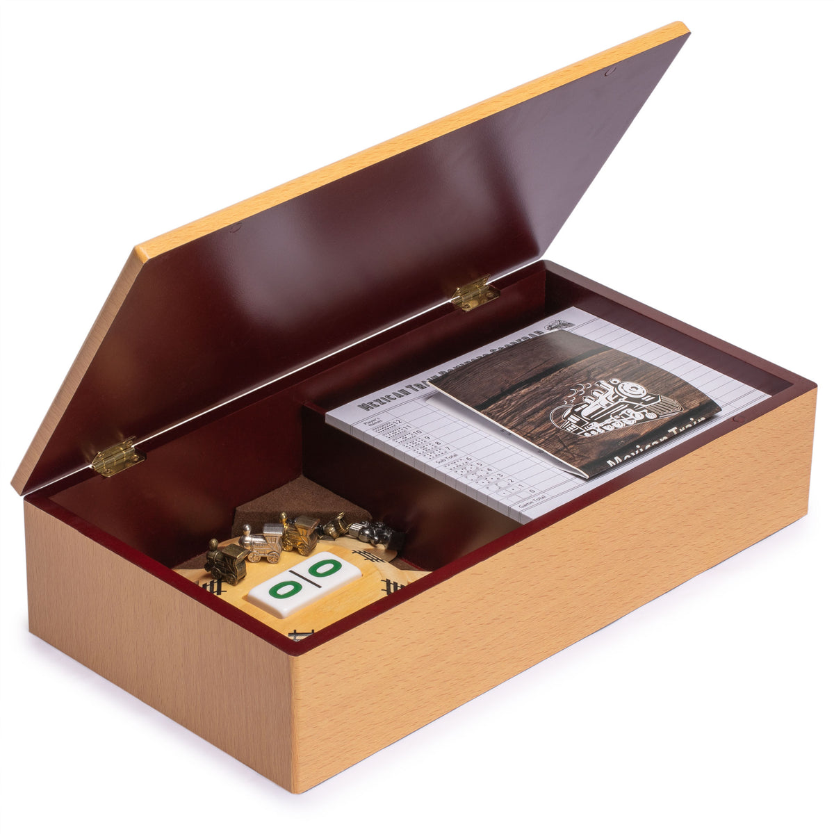 Mexican Train Complete Set with Double 12 Number Dominoes, Wooden Hub ...